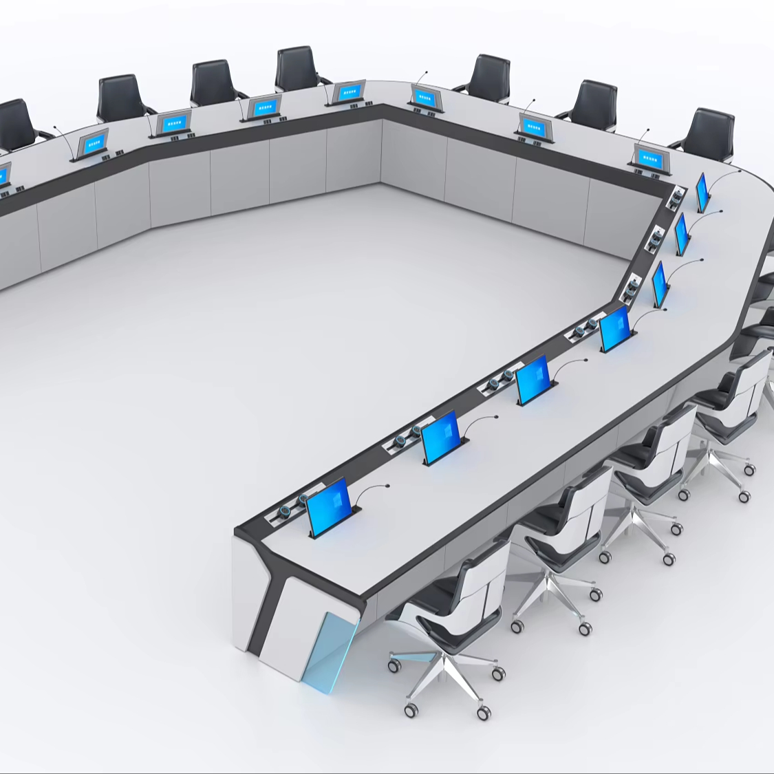 Modern Control Center Console Multimedia Conference Table One-Touch ...